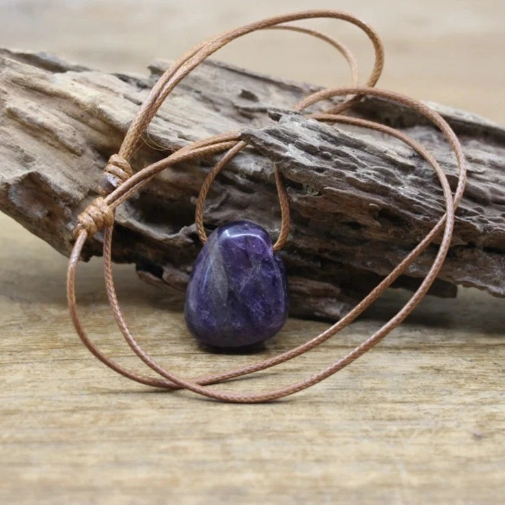 Amethyst Crystal Pendant Necklace for Better Sleep and Calming